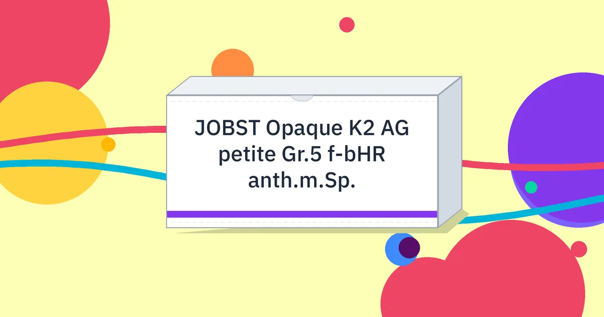 Symbolbild: Packung mit der Aufschrift JOBST Opaque K2 AG petite Gr.5 f-bHR anth.m.Sp. (PZN 16286257) – Verfügbarkeit und Bezug in Apotheken in Frankfurt am Main