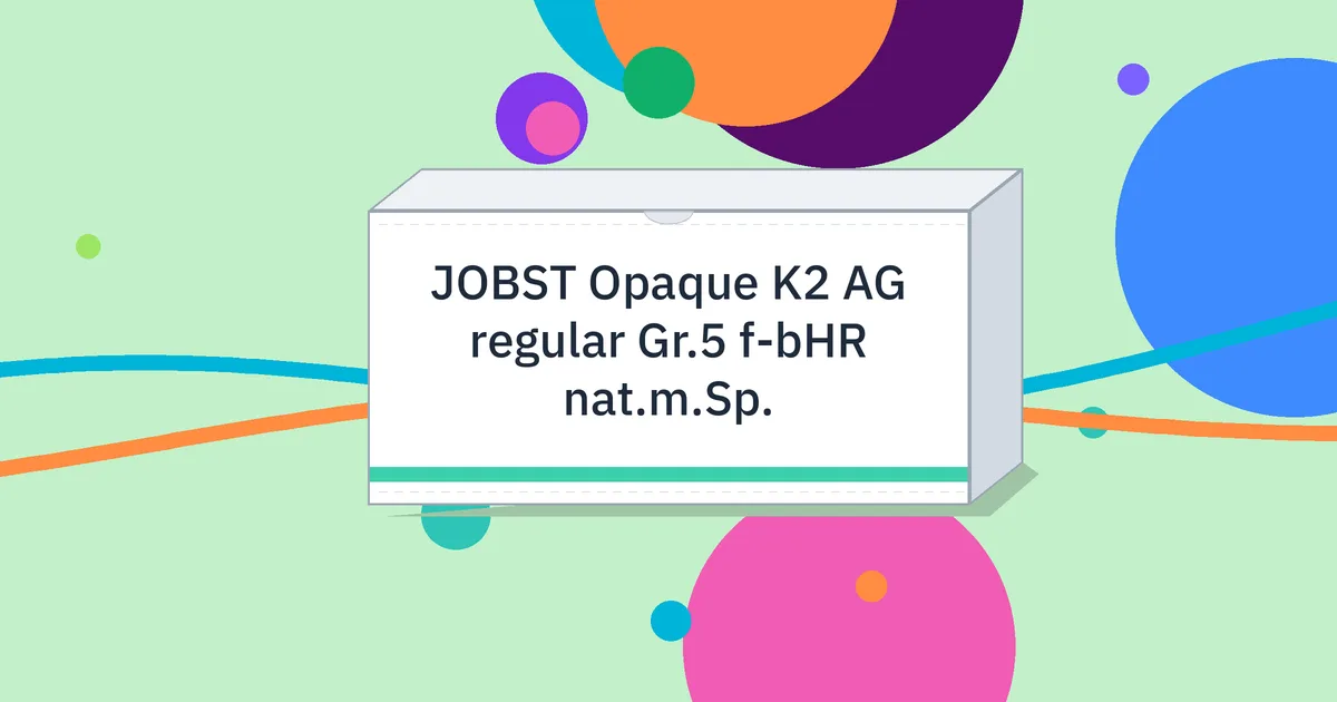Symbolbild: Packung mit der Aufschrift JOBST Opaque K2 AG regular Gr.5 f-bHR nat.m.Sp. (PZN 11252532) – Verfügbarkeit und Bezug in Apotheken in Frankfurt am Main