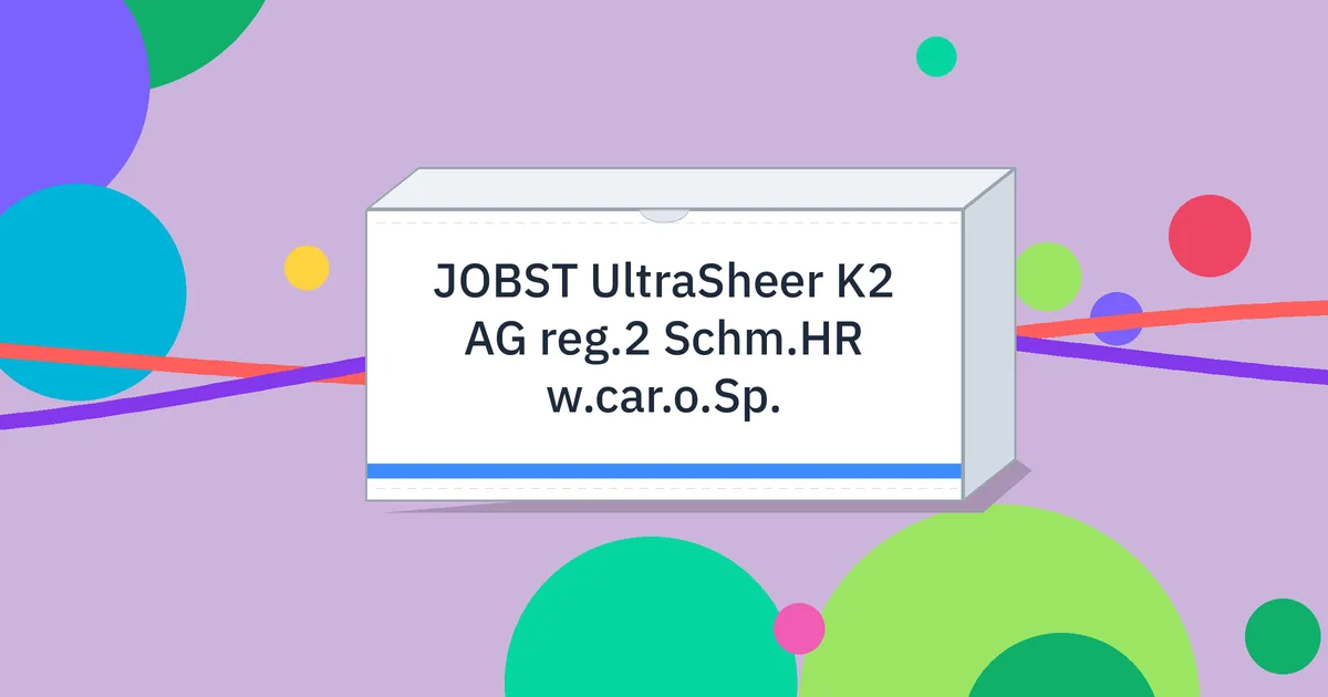 Symbolbild: Packung mit der Aufschrift JOBST UltraSheer K2 AG reg.2 Schm.HR w.car.o.Sp. (PZN 11261287) – Verfügbarkeit und Bezug in Apotheken in Frankfurt am Main