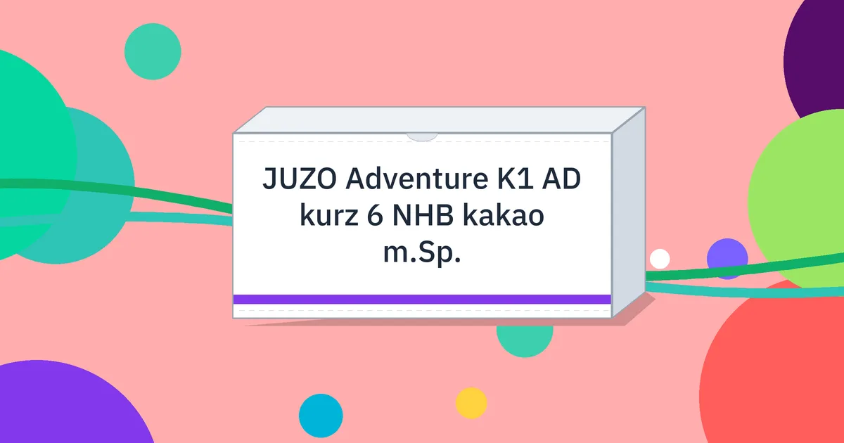 Symbolbild: Packung mit der Aufschrift JUZO Adventure K1 AD kurz 6 NHB kakao m.Sp. (PZN 14975320) – Verfügbarkeit und Bezug in Apotheken in Frankfurt am Main