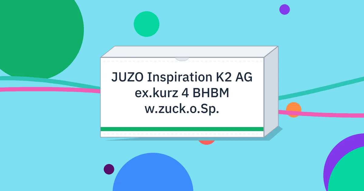 Symbolbild: Packung mit der Aufschrift JUZO Inspiration K2 AG ex.kurz 4 BHBM w.zuck.o.Sp. (PZN 14885663) – Verfügbarkeit und Bezug in Apotheken in Frankfurt am Main