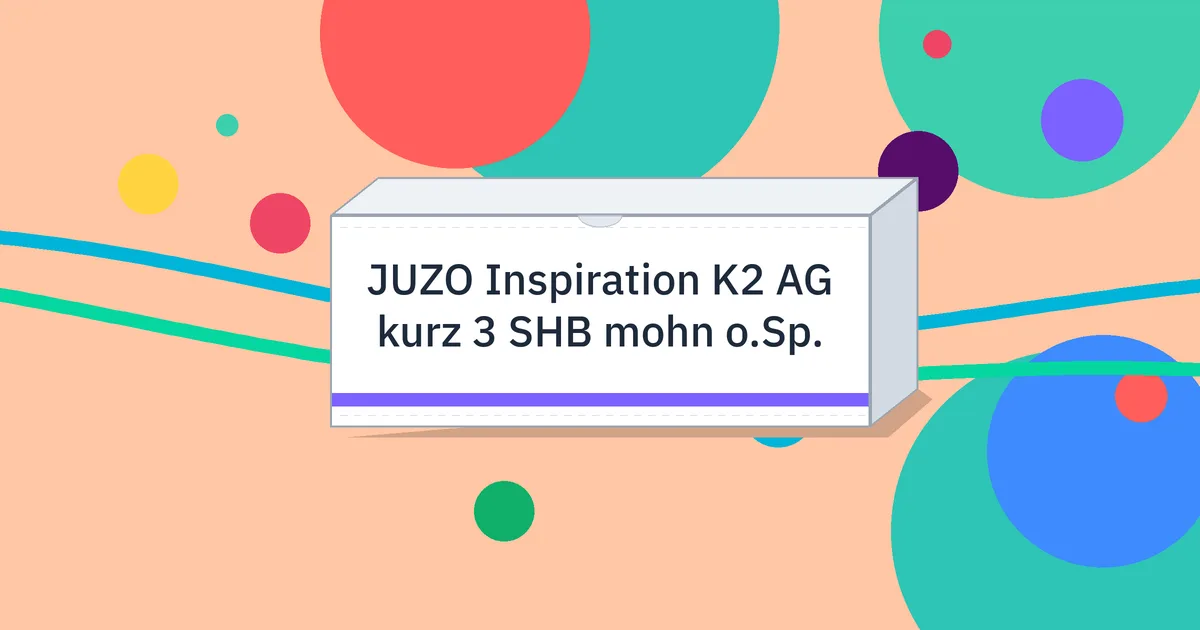 Symbolbild: Packung mit der Aufschrift JUZO Inspiration K2 AG kurz 3 SHB mohn o.Sp. (PZN 14921488) – Verfügbarkeit und Bezug in Apotheken in Frankfurt am Main