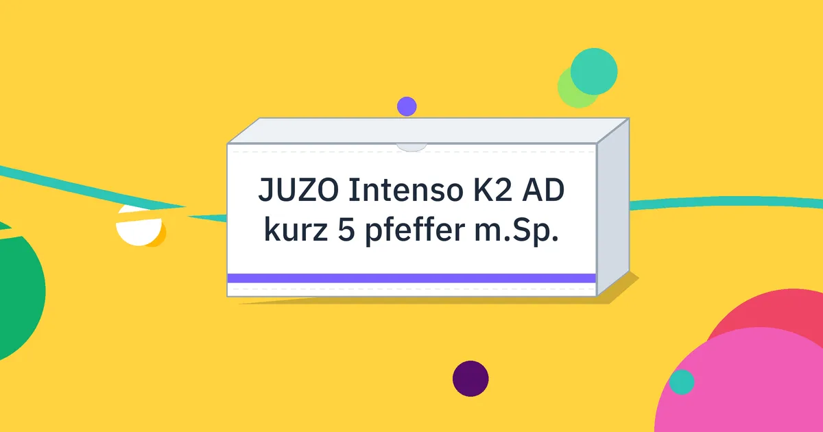 Symbolbild: Packung mit der Aufschrift JUZO Intenso K2 AD kurz 5 pfeffer m.Sp. (PZN 18607300) – Verfügbarkeit und Bezug in Apotheken in Frankfurt am Main