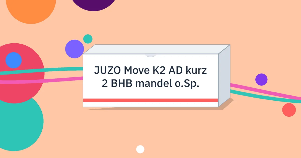 Symbolbild: Packung mit der Aufschrift JUZO Move K2 AD kurz 2 BHB mandel o.Sp. (PZN 16341832) – Verfügbarkeit und Bezug in Apotheken in Frankfurt am Main
