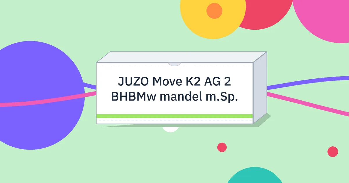 Symbolbild: Packung mit der Aufschrift JUZO Move K2 AG 2 BHBMw mandel m.Sp. (PZN 16649808) – Verfügbarkeit und Bezug in Apotheken in Frankfurt am Main