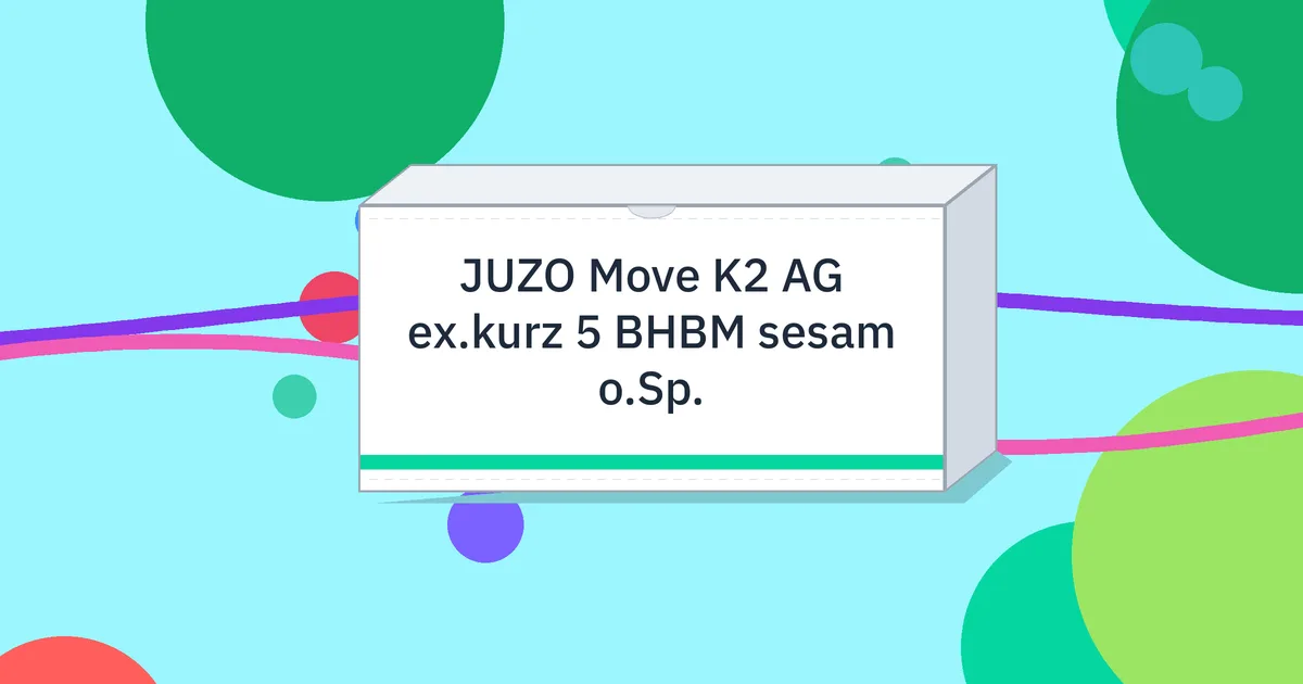 Symbolbild: Packung mit der Aufschrift JUZO Move K2 AG ex.kurz 5 BHBM sesam o.Sp. (PZN 18534593) – Verfügbarkeit und Bezug in Apotheken in Frankfurt am Main