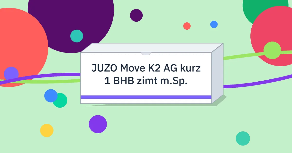 Symbolbild: Packung mit der Aufschrift JUZO Move K2 AG kurz 1 BHB zimt m.Sp. (PZN 18528115) – Verfügbarkeit und Bezug in Apotheken in Frankfurt am Main