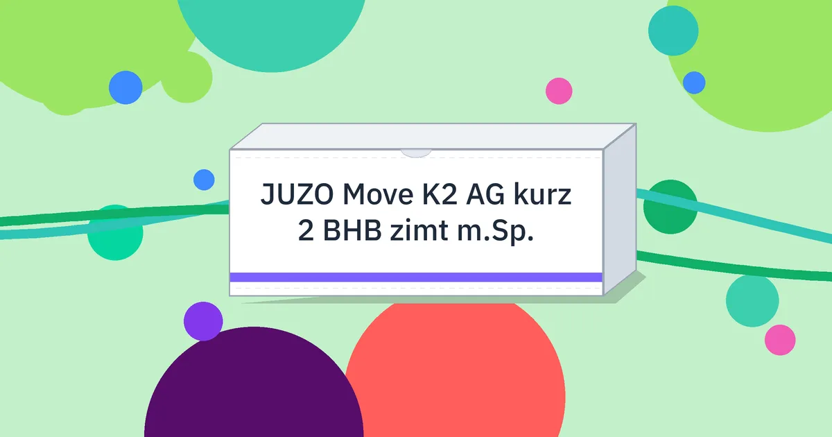 Symbolbild: Packung mit der Aufschrift JUZO Move K2 AG kurz 2 BHB zimt m.Sp. (PZN 18528144) – Verfügbarkeit und Bezug in Apotheken in Frankfurt am Main