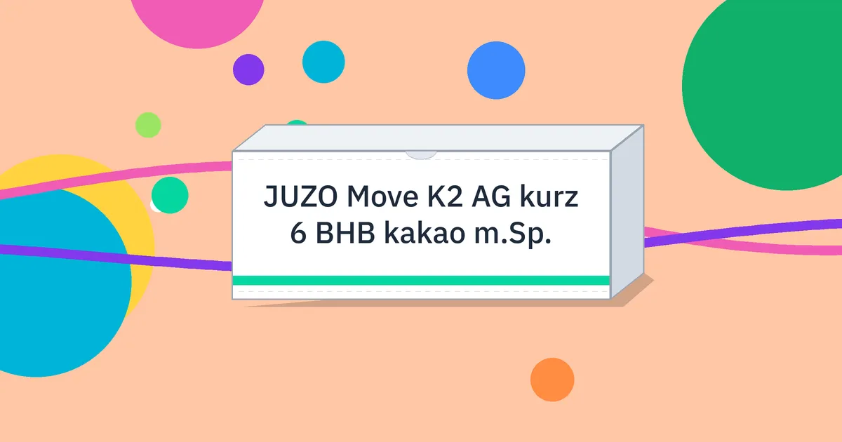 Symbolbild: Packung mit der Aufschrift JUZO Move K2 AG kurz 6 BHB kakao m.Sp. (PZN 18559877) – Verfügbarkeit und Bezug in Apotheken in Frankfurt am Main