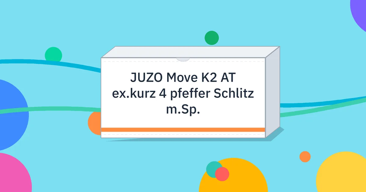 Symbolbild: Packung mit der Aufschrift JUZO Move K2 AT ex.kurz 4 pfeffer Schlitz m.Sp. (PZN 20671647) – Verfügbarkeit und Bezug in Apotheken in Frankfurt am Main
