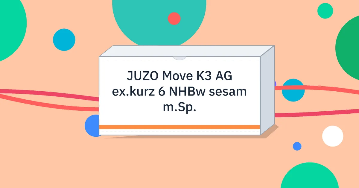Symbolbild: Packung mit der Aufschrift JUZO Move K3 AG ex.kurz 6 NHBw sesam m.Sp. (PZN 18582540) – Verfügbarkeit und Bezug in Apotheken in Frankfurt am Main