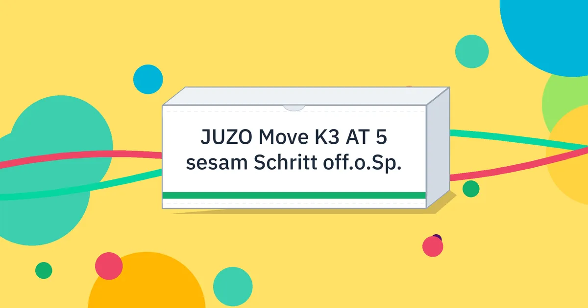 Symbolbild: Packung mit der Aufschrift JUZO Move K3 AT 5 sesam Schritt off.o.Sp. (PZN 20679005) – Verfügbarkeit und Bezug in Apotheken in Frankfurt am Main