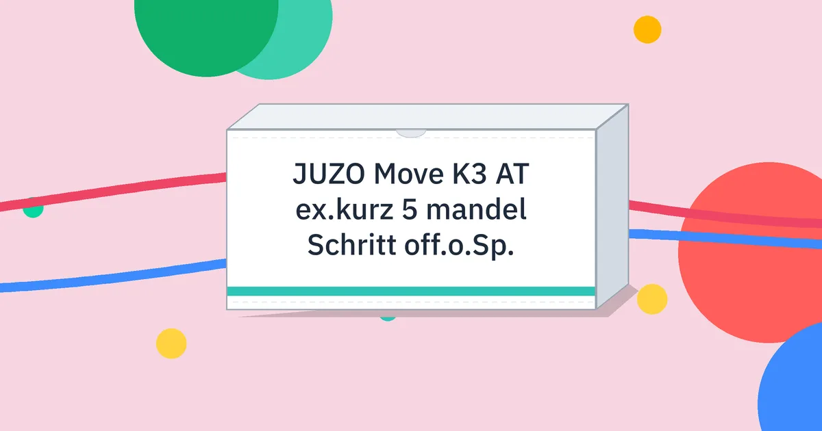 Symbolbild: Packung mit der Aufschrift JUZO Move K3 AT ex.kurz 5 mandel Schritt off.o.Sp. (PZN 20682237) – Verfügbarkeit und Bezug in Apotheken in Frankfurt am Main