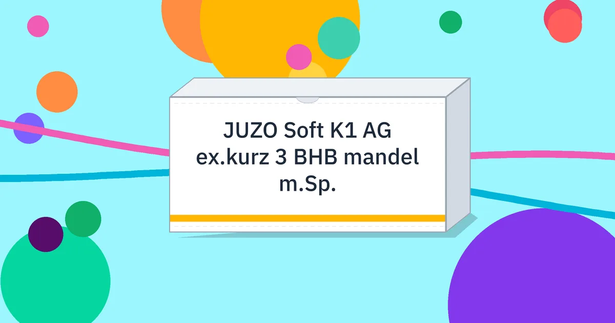 Symbolbild: Packung mit der Aufschrift JUZO Soft K1 AG ex.kurz 3 BHB mandel m.Sp. (PZN 14823691) – Verfügbarkeit und Bezug in Apotheken in Frankfurt am Main