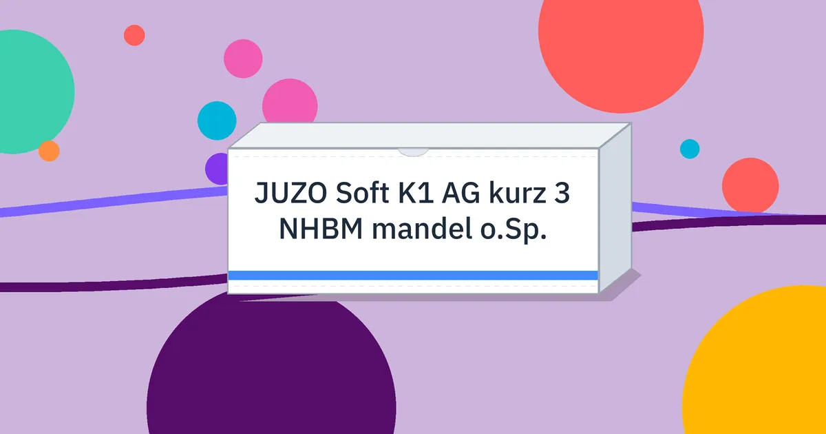 Symbolbild: Packung mit der Aufschrift JUZO Soft K1 AG kurz 3 NHBM mandel o.Sp. (PZN 15016142) – Verfügbarkeit und Bezug in Apotheken in Frankfurt am Main