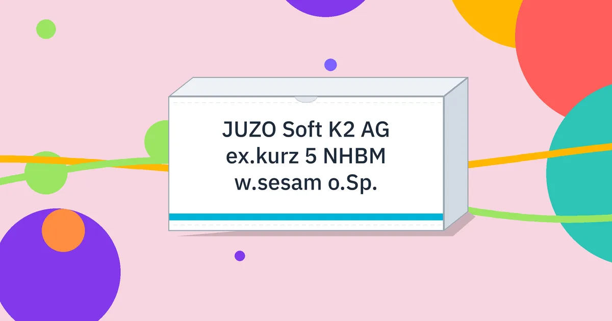 Symbolbild: Packung mit der Aufschrift JUZO Soft K2 AG ex.kurz 5 NHBM w.sesam o.Sp. (PZN 15022562) – Verfügbarkeit und Bezug in Apotheken in Frankfurt am Main