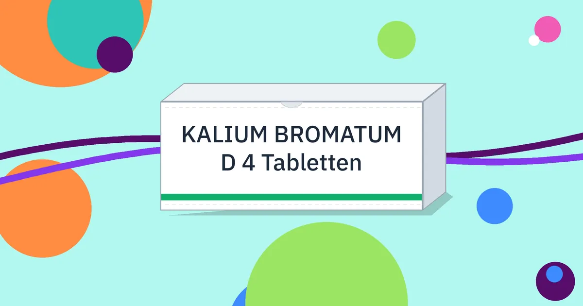 Symbolbild: Packung mit der Aufschrift KALIUM BROMATUM D 4 Tabletten (PZN 02632170) – Verfügbarkeit und Bezug in Apotheken in Frankfurt am Main