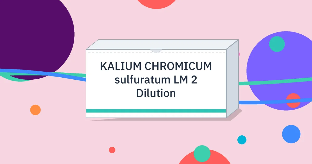 Symbolbild: Packung mit der Aufschrift KALIUM CHROMICUM sulfuratum LM 2 Dilution (PZN 12919530) – Verfügbarkeit und Bezug in Apotheken in Frankfurt am Main