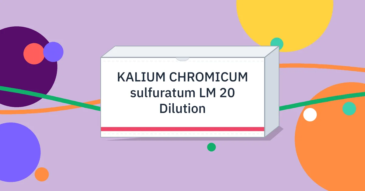 Symbolbild: Packung mit der Aufschrift KALIUM CHROMICUM sulfuratum LM 20 Dilution (PZN 12919754) – Verfügbarkeit und Bezug in Apotheken in Frankfurt am Main