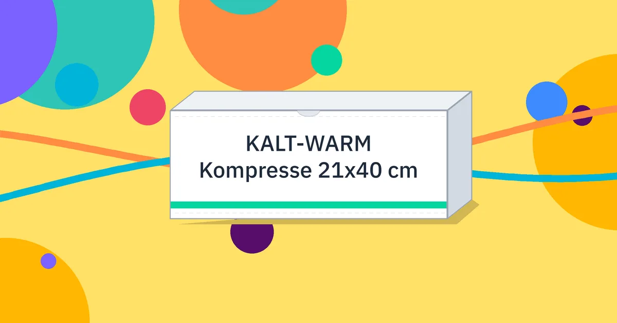 Symbolbild: Packung mit der Aufschrift KALT-WARM Kompresse 21x40 cm (PZN 04861874) – Verfügbarkeit und Bezug in Apotheken in Frankfurt am Main