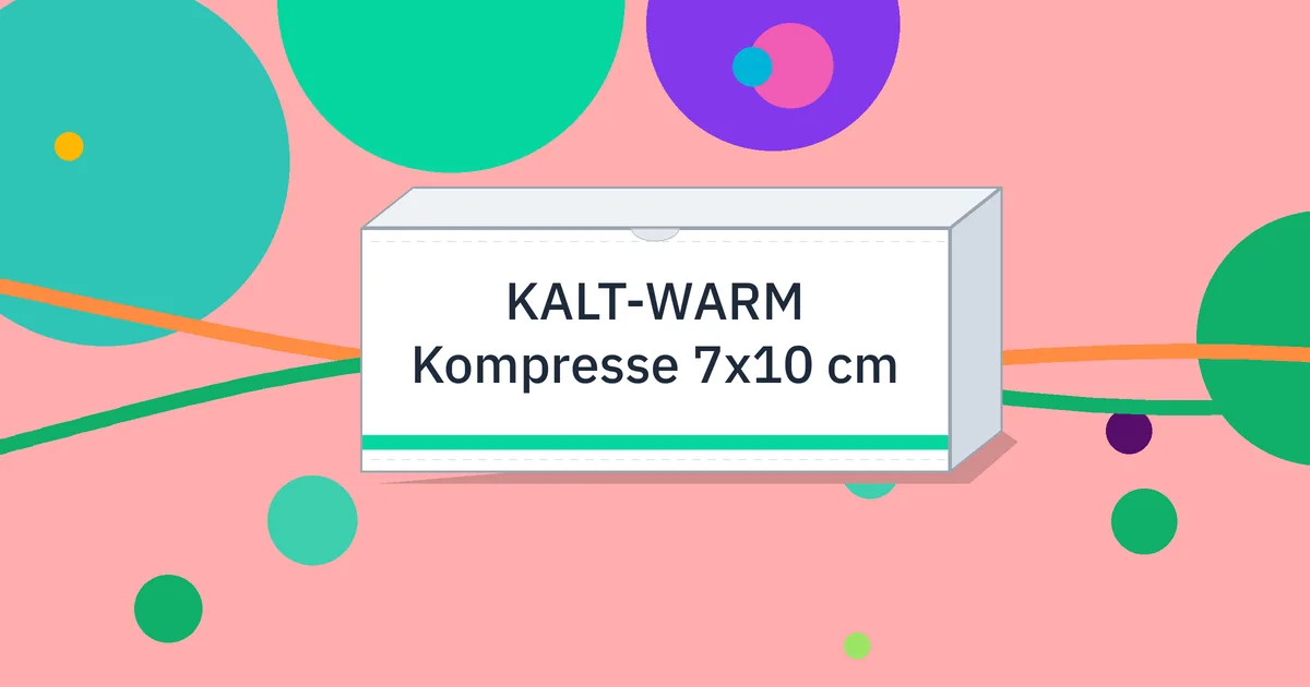 Symbolbild: Packung mit der Aufschrift KALT-WARM Kompresse 7x10 cm (PZN 03135953) – Verfügbarkeit und Bezug in Apotheken in Frankfurt am Main