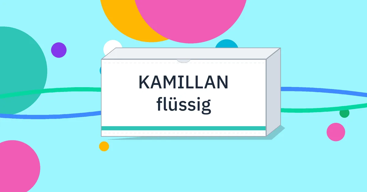 Symbolbild: Packung mit der Aufschrift KAMILLAN flüssig (PZN 03364027) – Verfügbarkeit und Bezug in Apotheken in Frankfurt am Main
