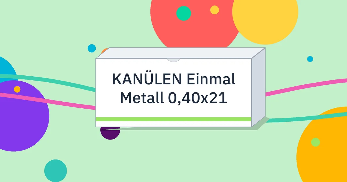 Symbolbild: Packung mit der Aufschrift KANÜLEN Einmal Metall 0,40x21 (PZN 01965248) – Verfügbarkeit und Bezug in Apotheken in Frankfurt am Main