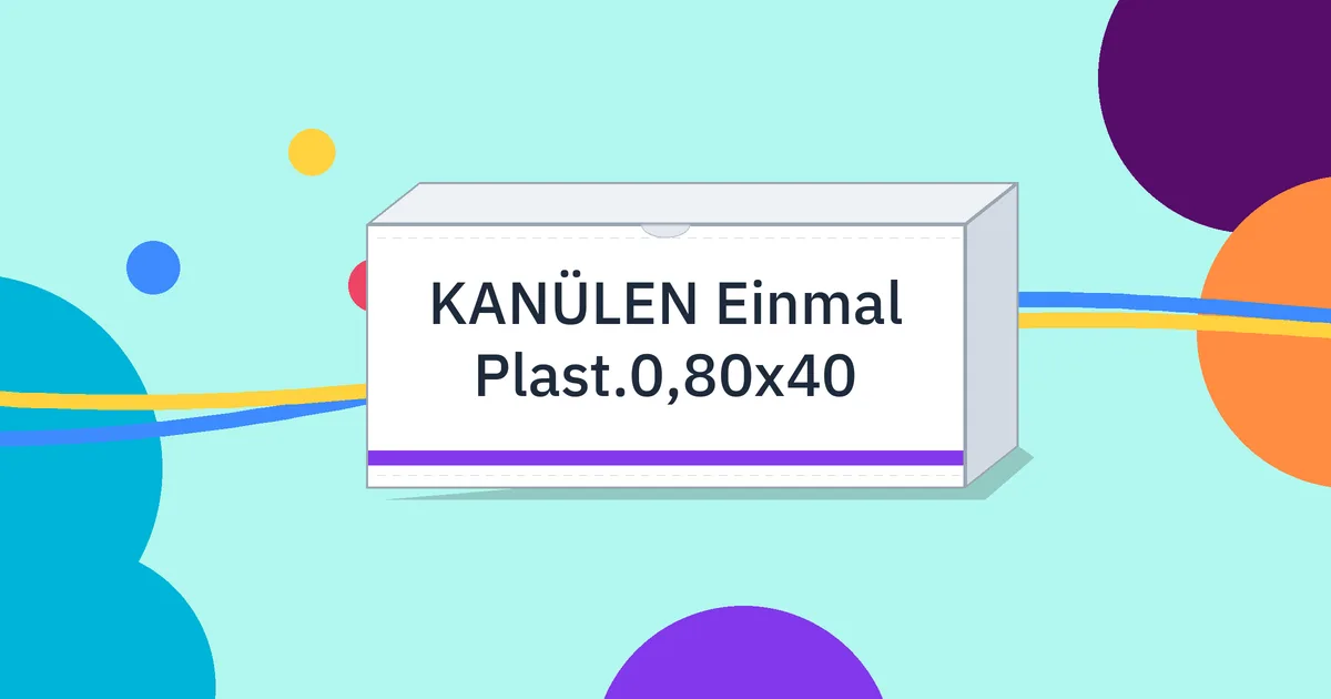 Symbolbild: Packung mit der Aufschrift KANÜLEN Einmal Plast.0,80x40 (PZN 01964243) – Verfügbarkeit und Bezug in Apotheken in Frankfurt am Main