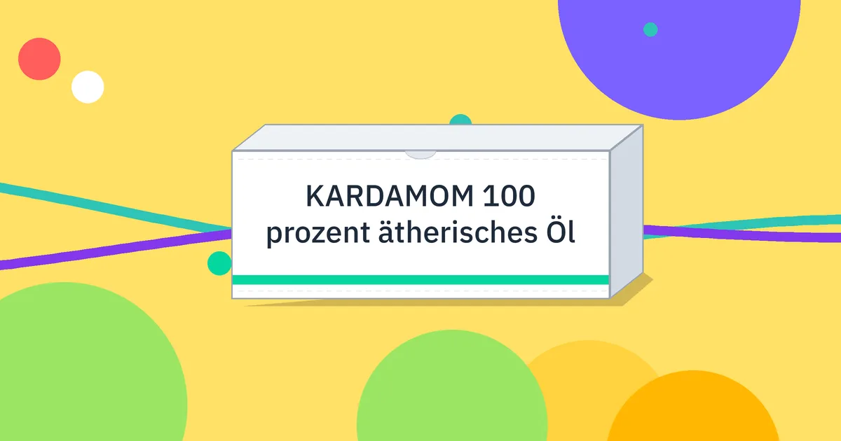 Symbolbild: Packung mit der Aufschrift KARDAMOM 100 prozent ätherisches Öl (PZN 07204533) – Verfügbarkeit und Bezug in Apotheken in Frankfurt am Main