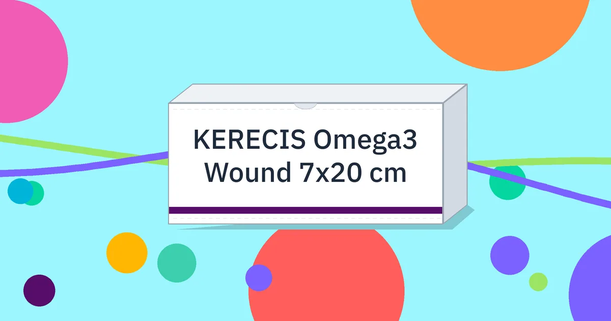 Symbolbild: Packung mit der Aufschrift KERECIS Omega3 Wound 7x20 cm (PZN 18811489) – Verfügbarkeit und Bezug in Apotheken in Frankfurt am Main