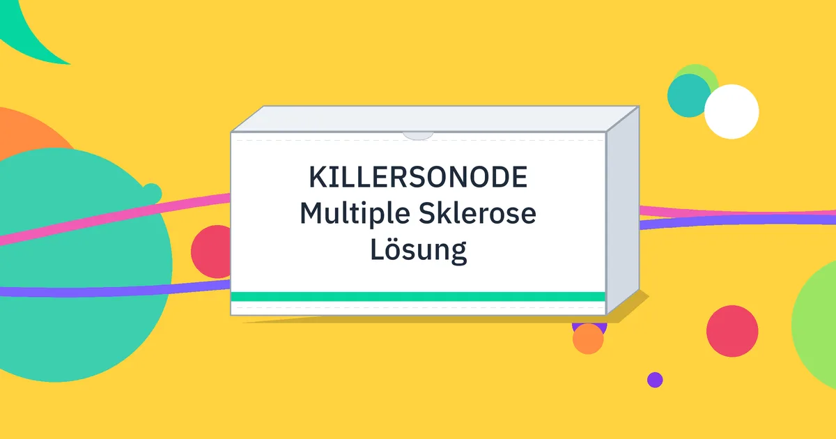 Symbolbild: Packung mit der Aufschrift KILLERSONODE Multiple Sklerose Lösung (PZN 11189118) – Verfügbarkeit und Bezug in Apotheken in Frankfurt am Main