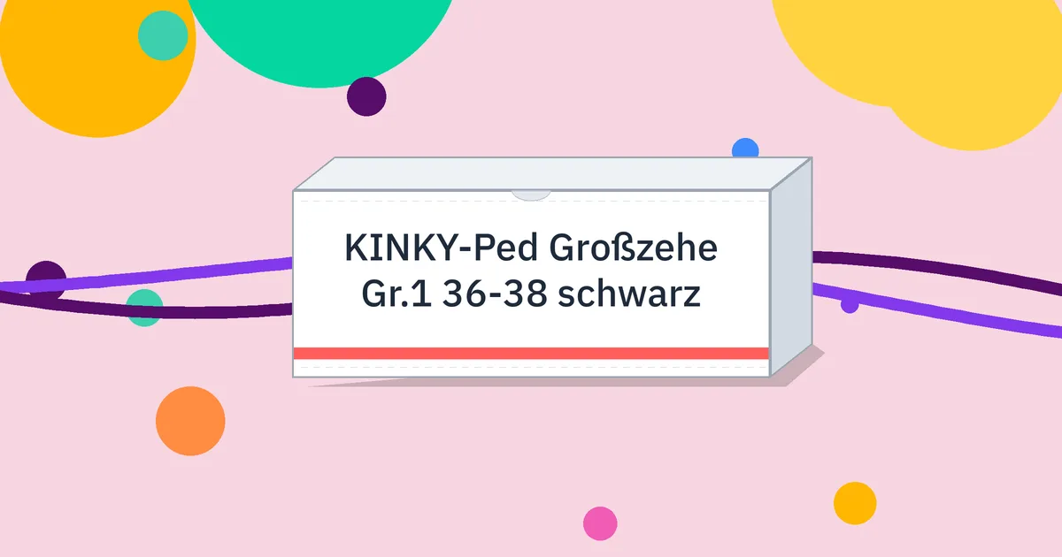 Symbolbild: Packung mit der Aufschrift KINKY-Ped Großzehe Gr.1 36-38 schwarz (PZN 11241480) – Verfügbarkeit und Bezug in Apotheken in Frankfurt am Main