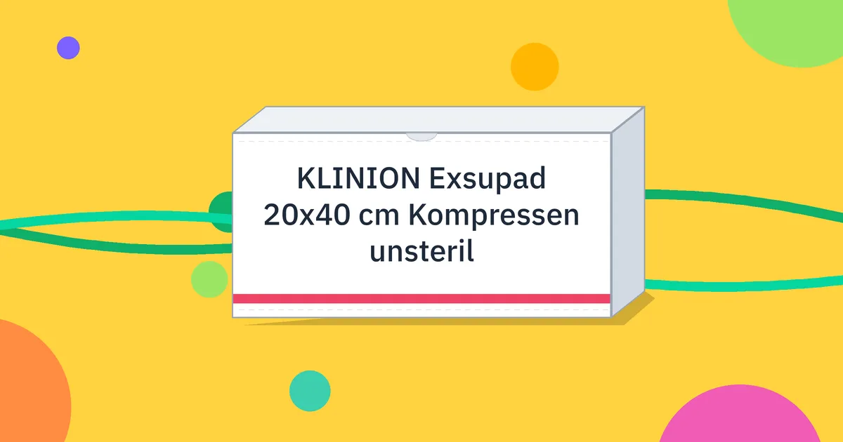 Symbolbild: Packung mit der Aufschrift KLINION Exsupad 20x40 cm Kompressen unsteril (PZN 09731053) – Verfügbarkeit und Bezug in Apotheken in Frankfurt am Main