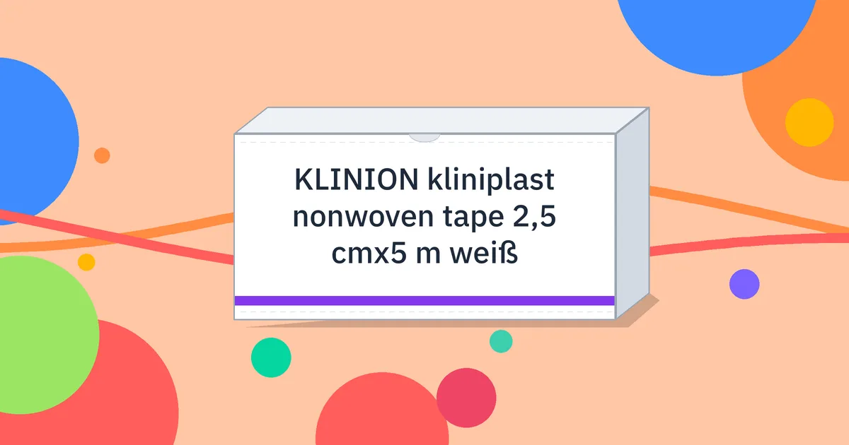 Symbolbild: Packung mit der Aufschrift KLINION kliniplast nonwoven tape 2,5 cmx5 m weiß (PZN 19519644) – Verfügbarkeit und Bezug in Apotheken in Frankfurt am Main