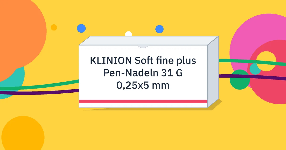 Symbolbild: Packung mit der Aufschrift KLINION Soft fine plus Pen-Nadeln 31 G 0,25x5 mm (PZN 10179655) – Verfügbarkeit und Bezug in Apotheken in Frankfurt am Main