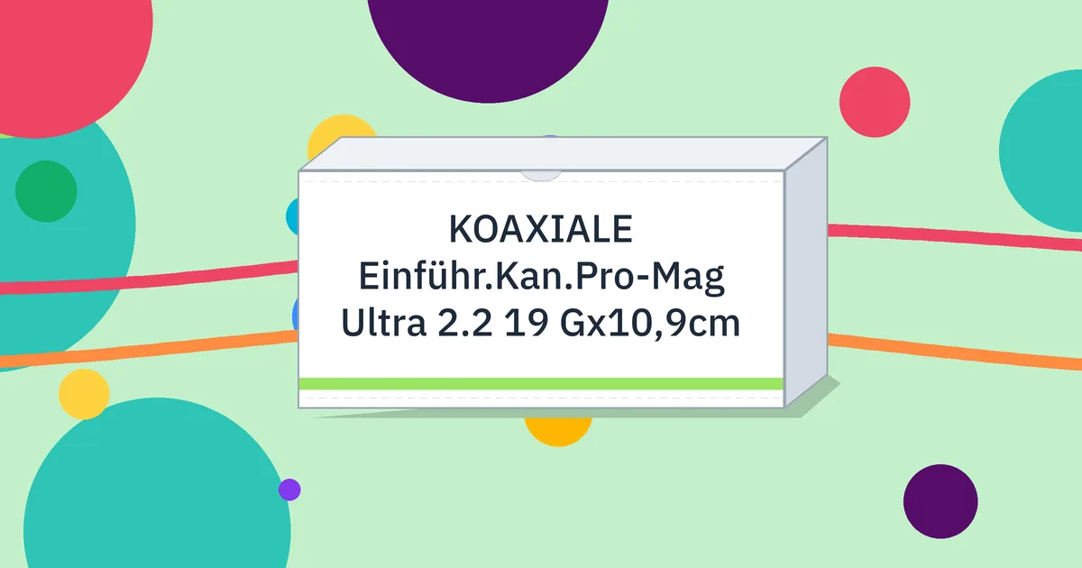 Symbolbild: Packung mit der Aufschrift KOAXIALE Einführ.Kan.Pro-Mag Ultra 2.2 19 Gx10,9cm (PZN 04504559) – Verfügbarkeit und Bezug in Apotheken in Frankfurt am Main