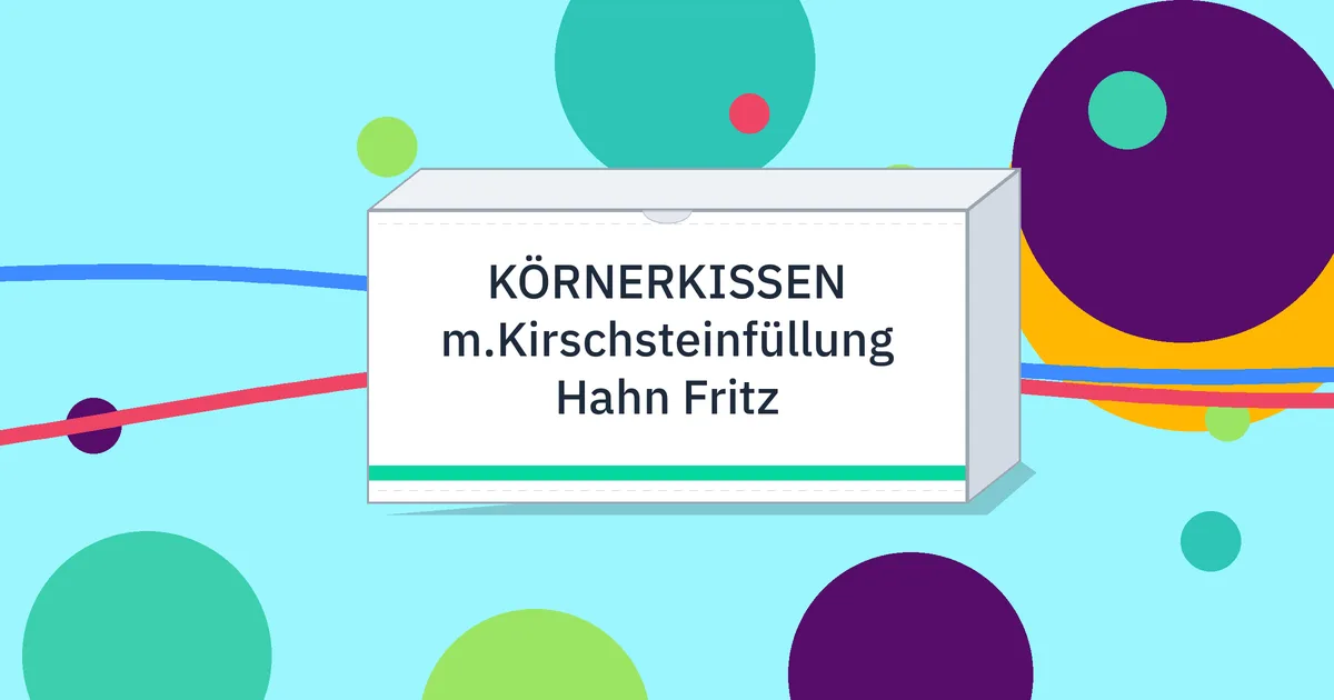 Symbolbild: Packung mit der Aufschrift KÖRNERKISSEN m.Kirschsteinfüllung Hahn Fritz (PZN 17537767) – Verfügbarkeit und Bezug in Apotheken in Frankfurt am Main