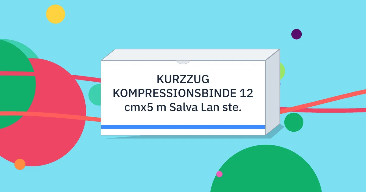 Symbolbild: Packung mit der Aufschrift KURZZUG KOMPRESSIONSBINDE 12 cmx5 m Salva Lan ste. (PZN 17152381) – Verfügbarkeit und Bezug in Apotheken in Frankfurt am Main