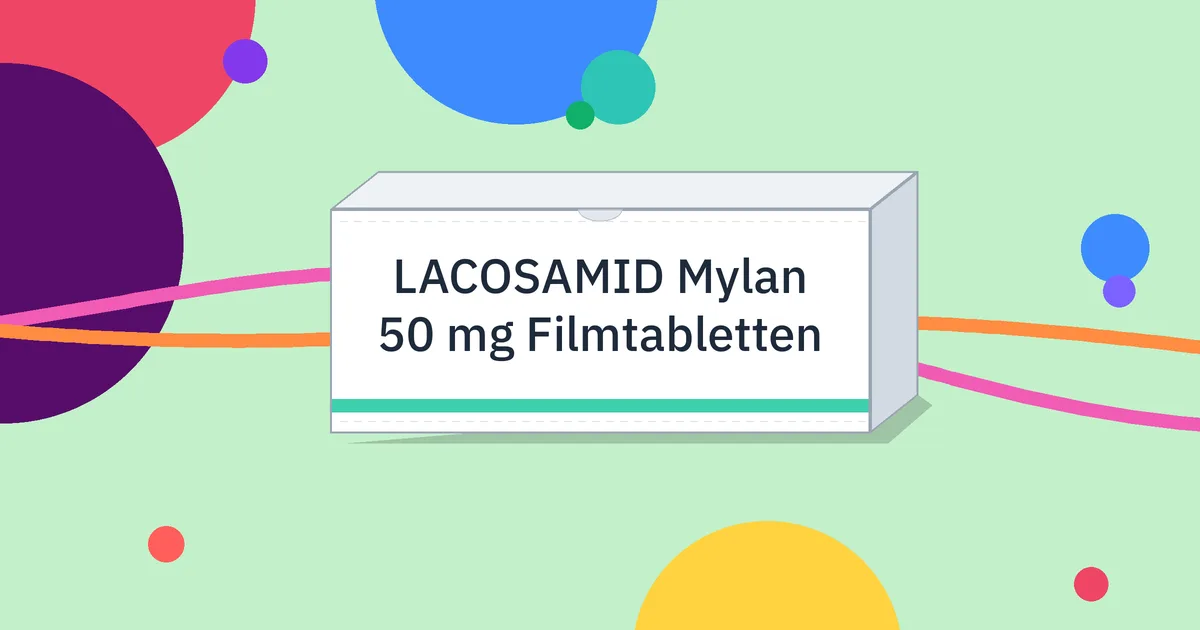 Symbolbild: Packung mit der Aufschrift LACOSAMID Mylan 50 mg Filmtabletten (PZN 17592200) – Verfügbarkeit und Bezug in Apotheken in Frankfurt am Main