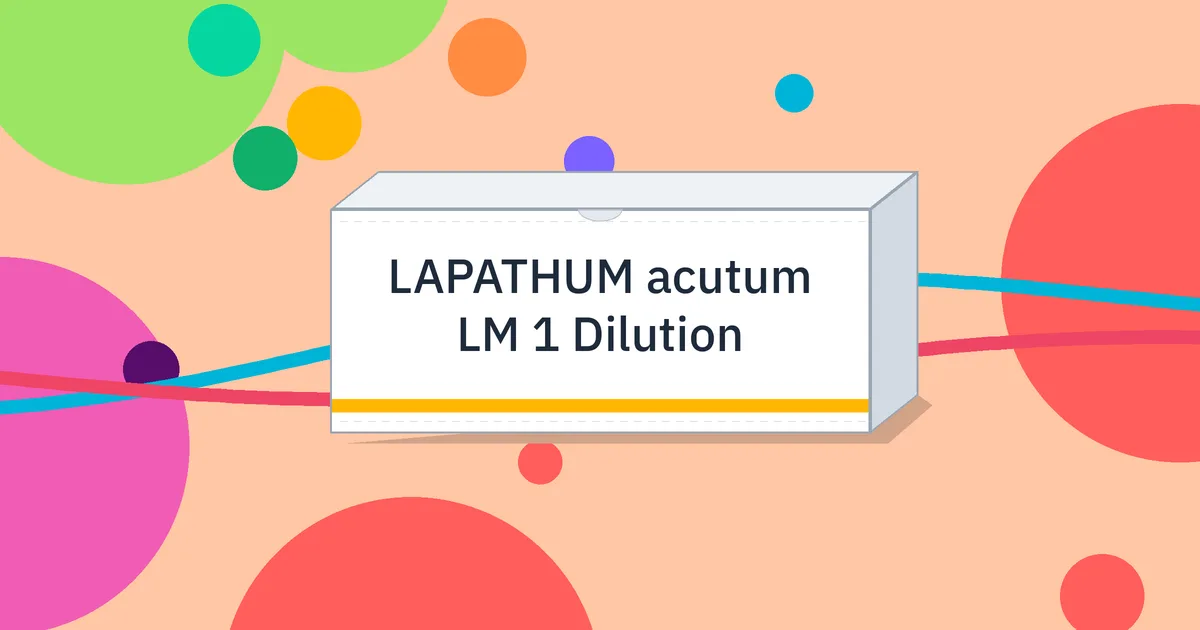Symbolbild: Packung mit der Aufschrift LAPATHUM acutum LM 1 Dilution (PZN 13522556) – Verfügbarkeit und Bezug in Apotheken in Frankfurt am Main