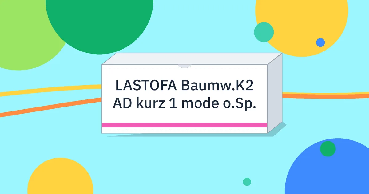 Symbolbild: Packung mit der Aufschrift LASTOFA Baumw.K2 AD kurz 1 mode o.Sp. (PZN 01945659) – Verfügbarkeit und Bezug in Apotheken in Frankfurt am Main