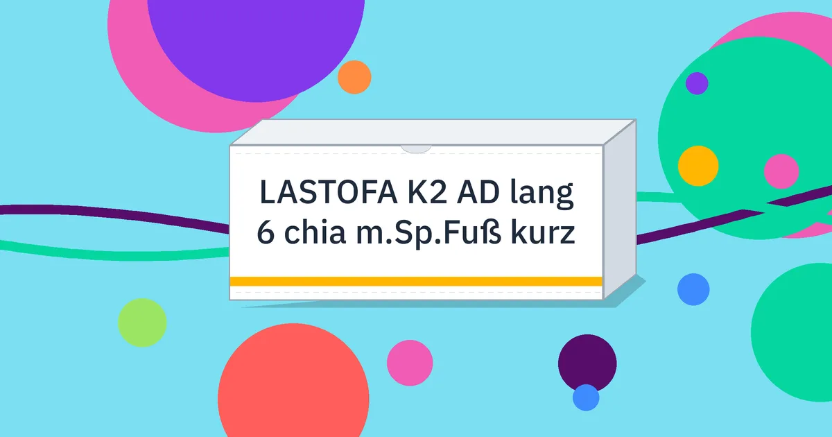 Symbolbild: Packung mit der Aufschrift LASTOFA K2 AD lang 6 chia m.Sp.Fuß kurz (PZN 13801204) – Verfügbarkeit und Bezug in Apotheken in Frankfurt am Main