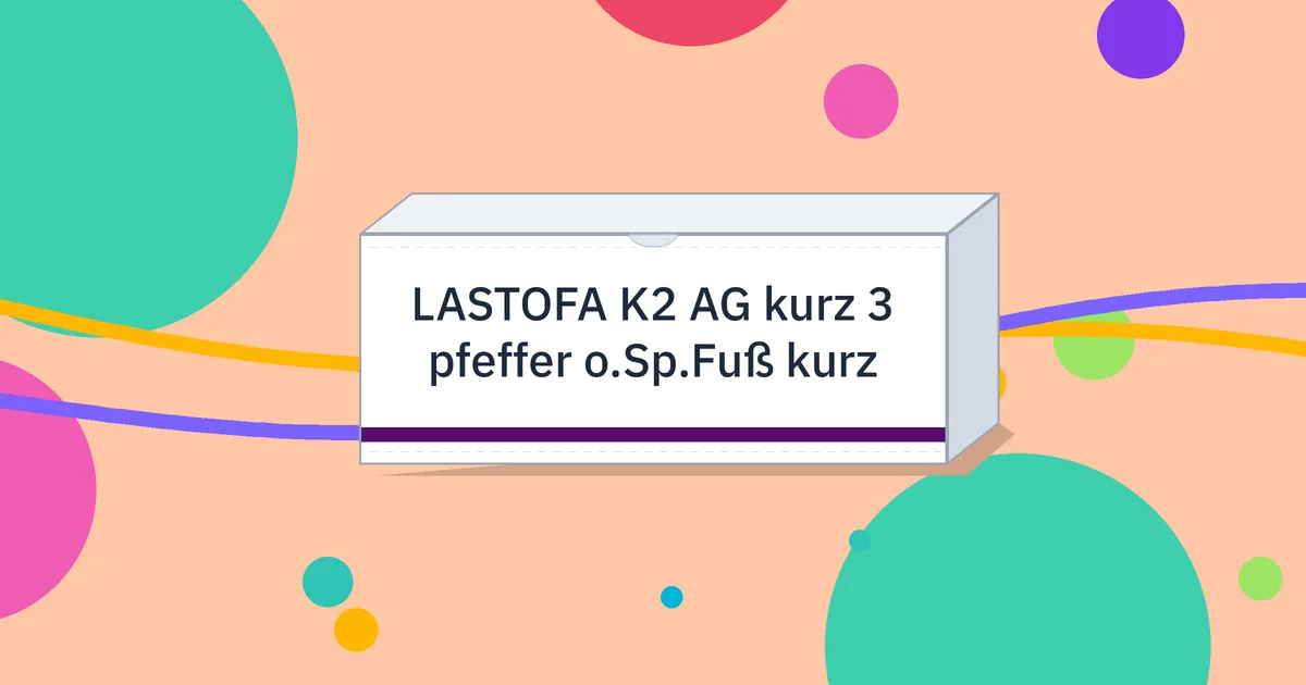 Symbolbild: Packung mit der Aufschrift LASTOFA K2 AG kurz 3 pfeffer o.Sp.Fuß kurz (PZN 13804852) – Verfügbarkeit und Bezug in Apotheken in Frankfurt am Main