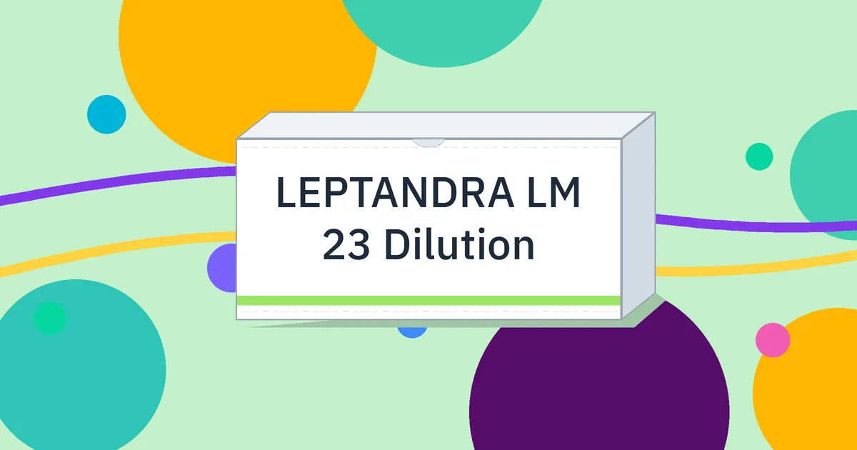 Symbolbild: Packung mit der Aufschrift LEPTANDRA LM 23 Dilution (PZN 13526956) – Verfügbarkeit und Bezug in Apotheken in Frankfurt am Main