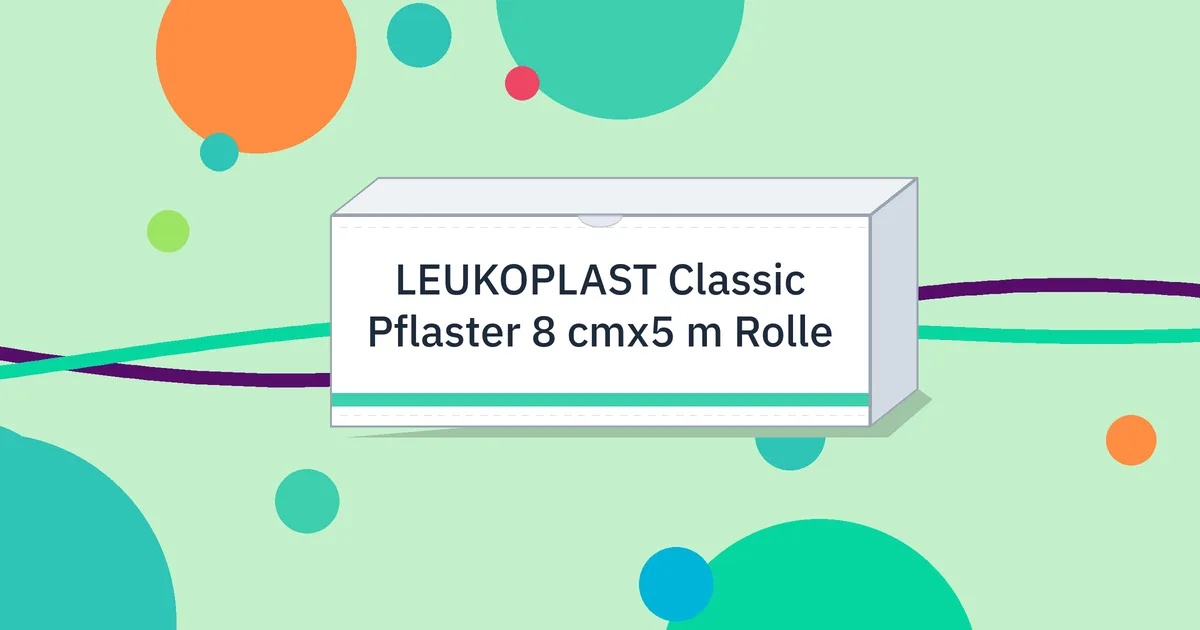 Symbolbild: Packung mit der Aufschrift LEUKOPLAST Classic Pflaster 8 cmx5 m Rolle (PZN 14061873) – Verfügbarkeit und Bezug in Apotheken in Frankfurt am Main