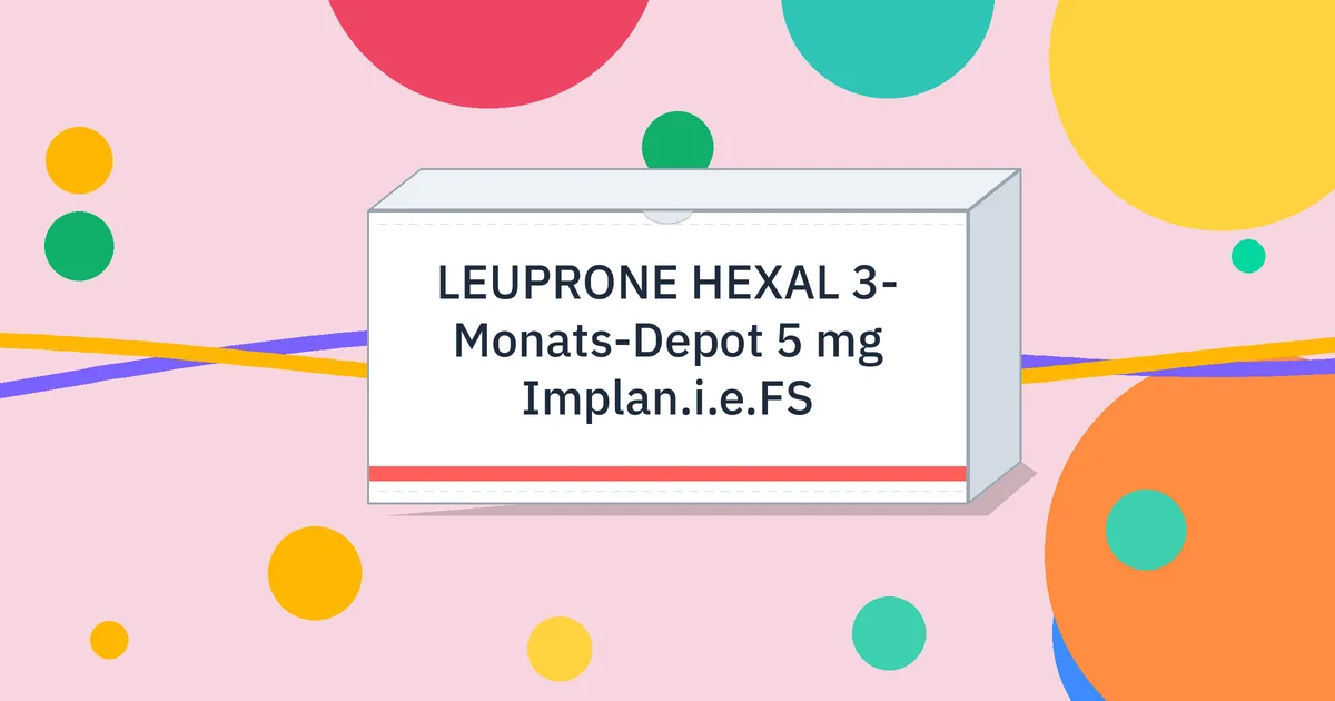 Symbolbild: Packung mit der Aufschrift LEUPRONE HEXAL 3-Monats-Depot 5 mg Implan.i.e.FS (PZN 19979251) – Verfügbarkeit und Bezug in Apotheken in Frankfurt am Main
