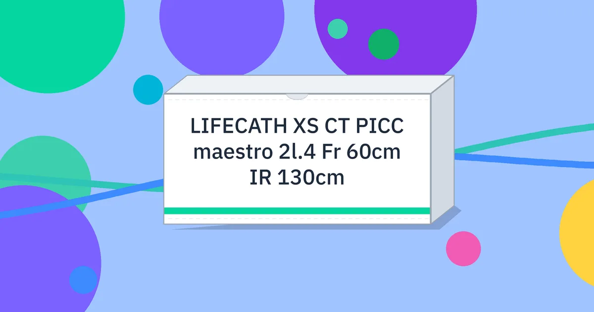 Symbolbild: Packung mit der Aufschrift LIFECATH XS CT PICC maestro 2l.4 Fr 60cm IR 130cm (PZN 19128056) – Verfügbarkeit und Bezug in Apotheken in Frankfurt am Main