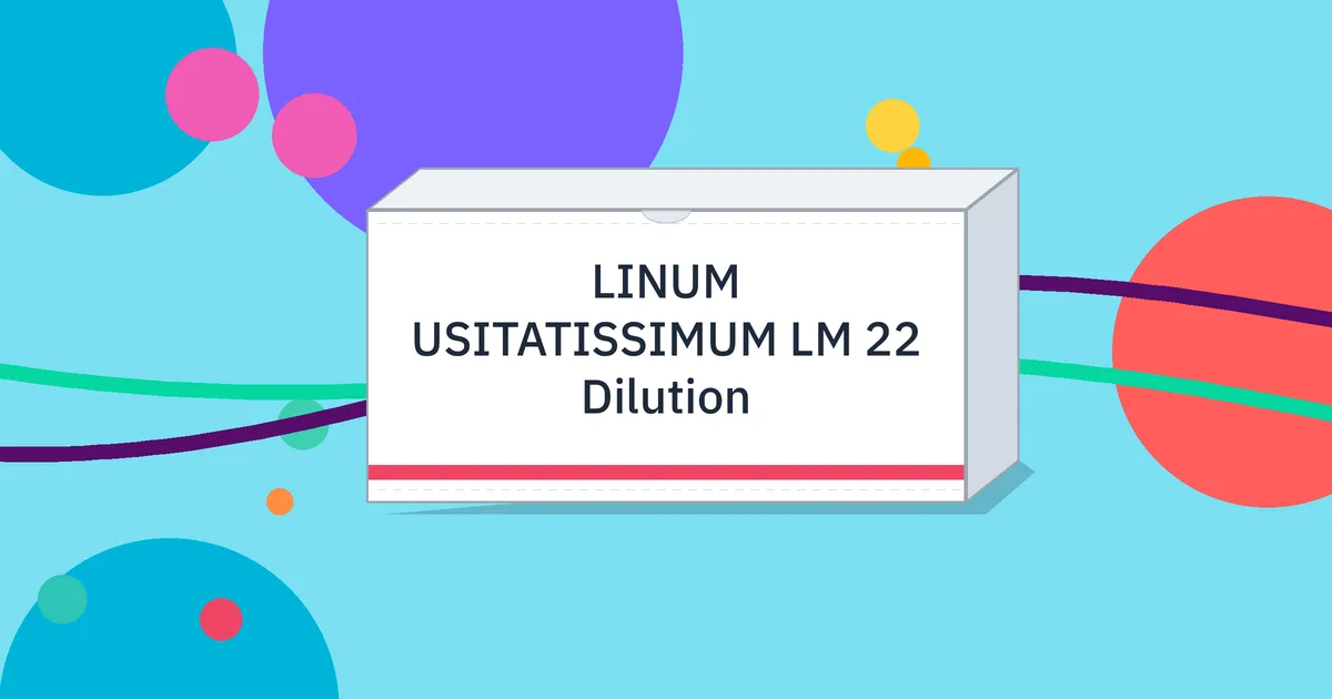 Symbolbild: Packung mit der Aufschrift LINUM USITATISSIMUM LM 22 Dilution (PZN 13530722) – Verfügbarkeit und Bezug in Apotheken in Frankfurt am Main