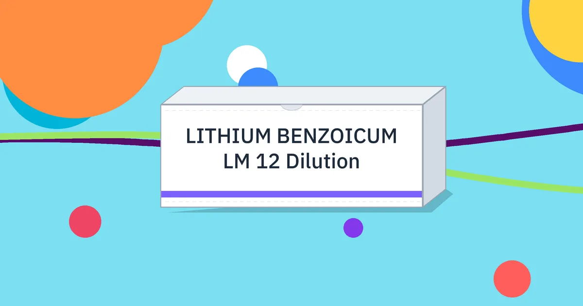 Symbolbild: Packung mit der Aufschrift LITHIUM BENZOICUM LM 12 Dilution (PZN 13531526) – Verfügbarkeit und Bezug in Apotheken in Frankfurt am Main