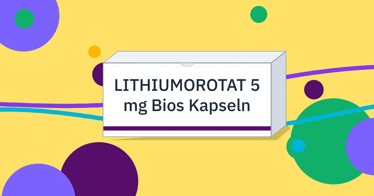 Symbolbild: Packung mit der Aufschrift LITHIUMOROTAT 5 mg Bios Kapseln (PZN 20124483) – Verfügbarkeit und Bezug in Apotheken in Frankfurt am Main